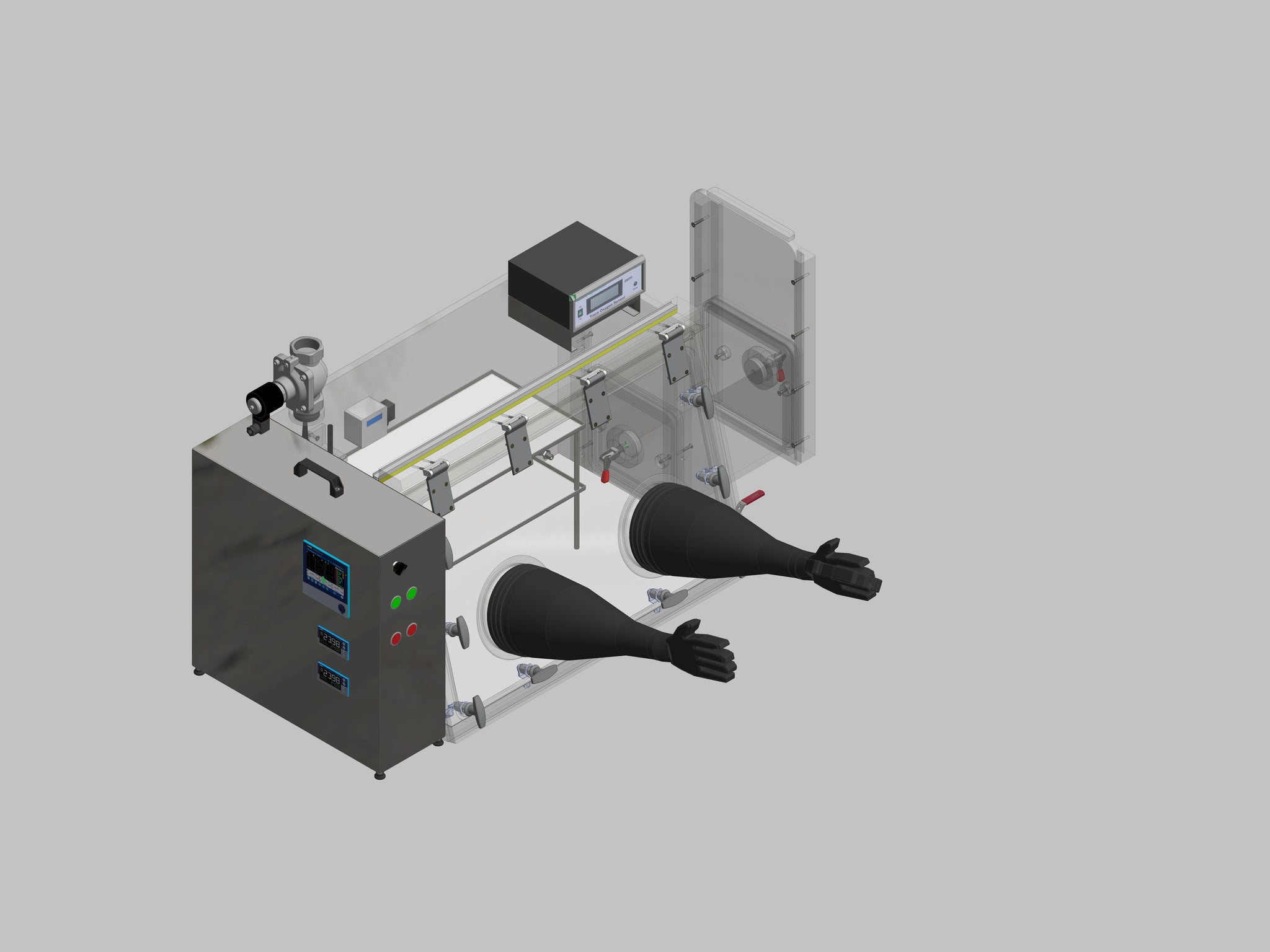 Glovebox made of acrylic> Gas filling: automatic flushing system with ...