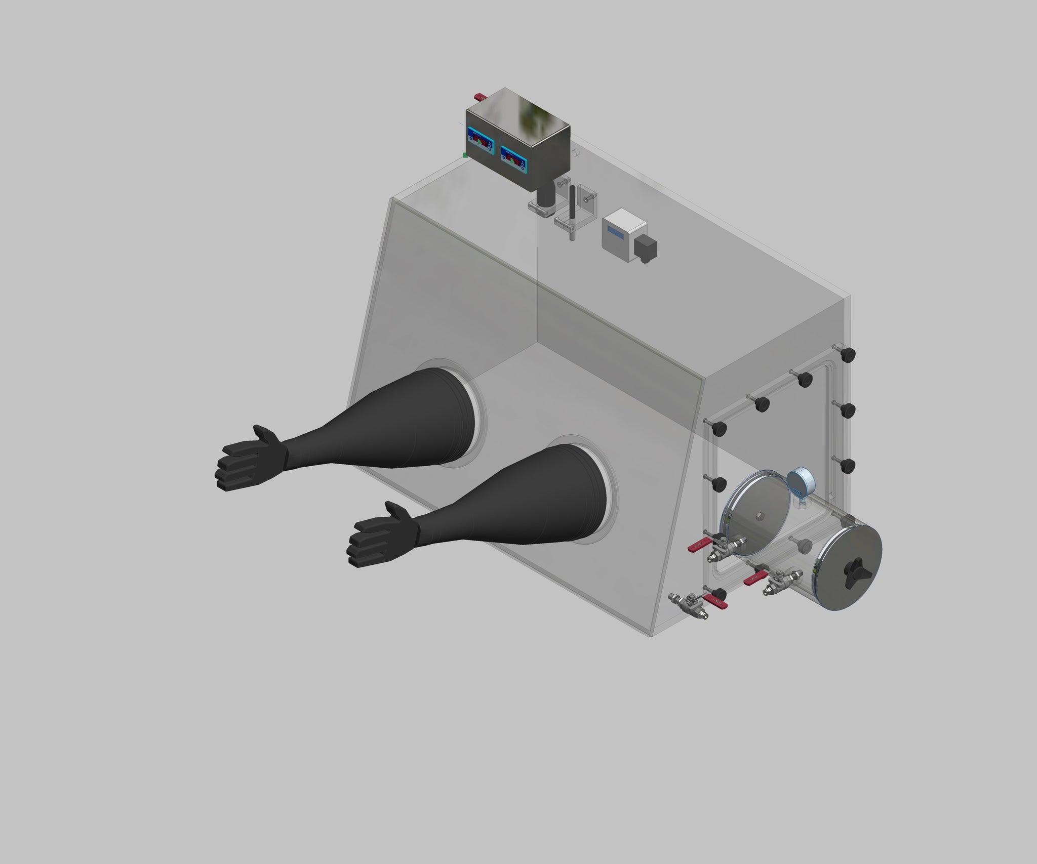 Glovebox made of acrylic> Gas filling: By hand, front version: Standard